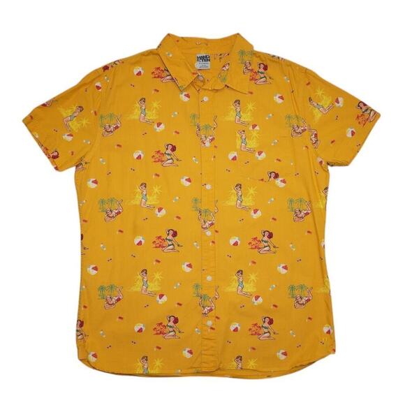 Hang Ten | Shirts | Hang Ten Retro Beach Print Buttonup Shirt Size Xl ...